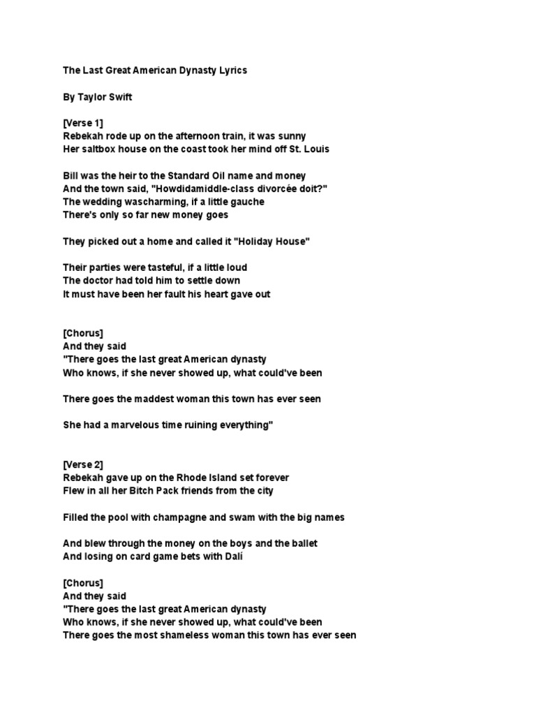 The Last Great American Dynasty | PDF | Taylor Swift | Song Recordings