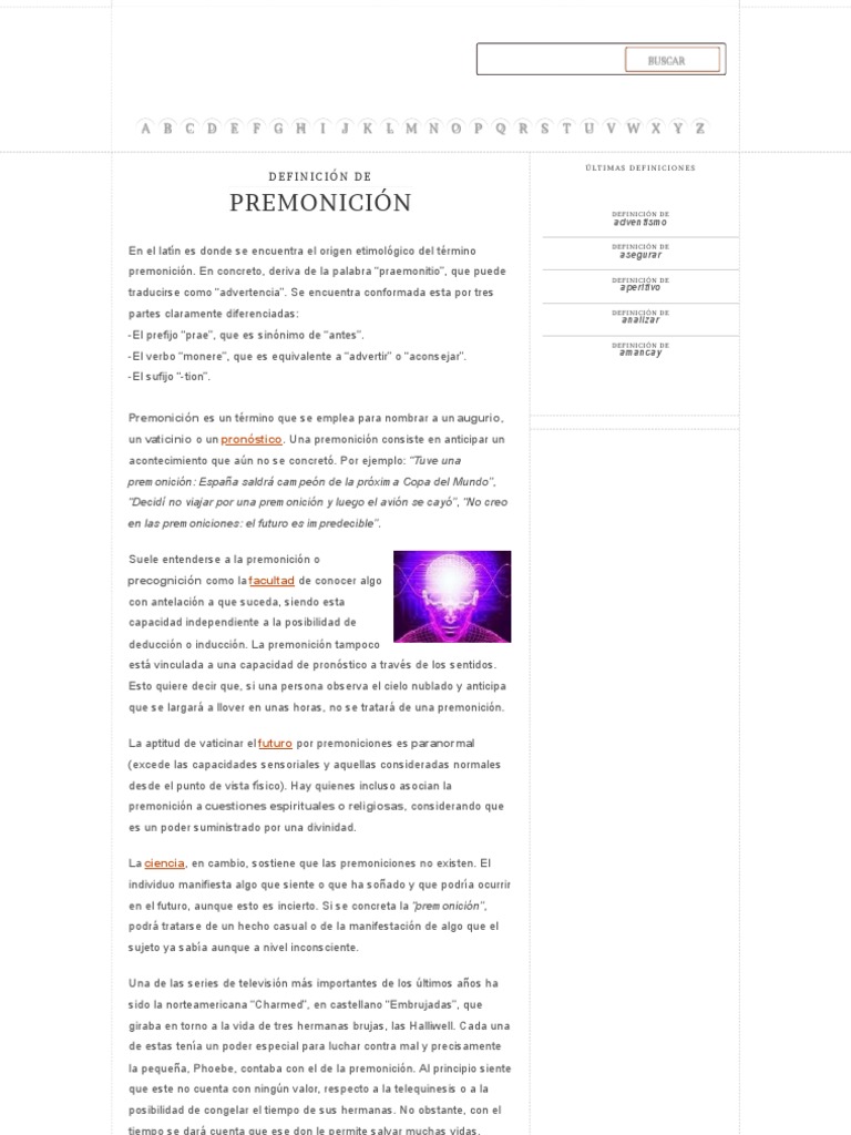 Definición de Premonición - Qué Es, Significado y Concepto | PDF
