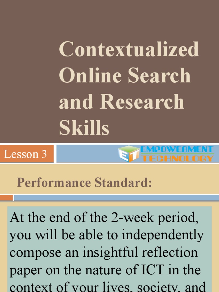 Lesson 3 Contextualized Online Search and Research Skills-2 | PDF ...