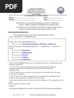 Learning Activity Sheet Mathematics 5 - PMDAS and GMDAS Rule | PDF | Bracket | Arithmetic