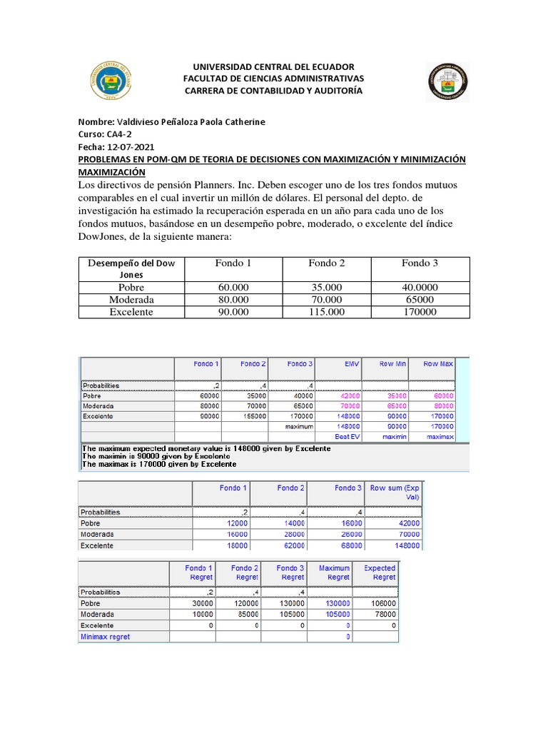 Modelo Toma de Decisiones POM-QM | PDF