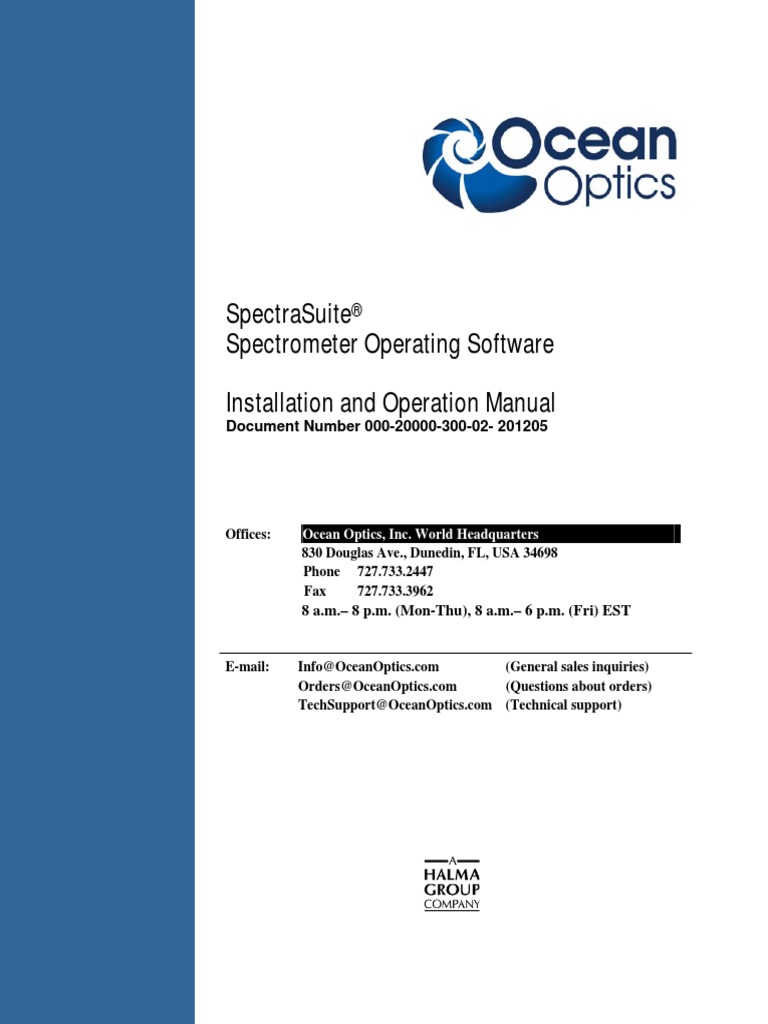 Spectrasuite Spectrometer Operating Software: Installation Installation ...