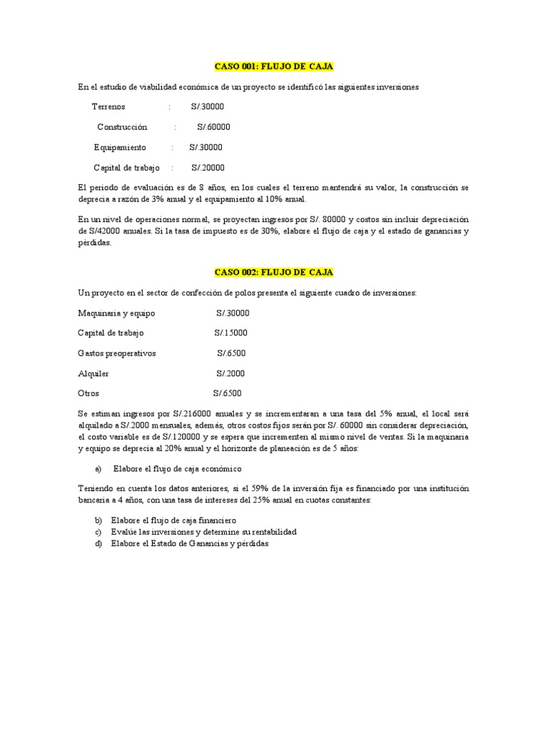 Caso Practico Flujo de Caja | PDF