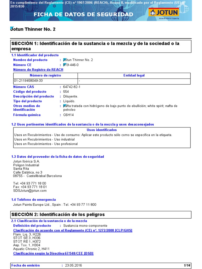 HDS HS - Thinner 2 | PDF | Agua | Contaminación