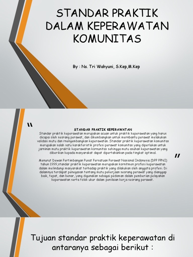 KOMUNITAS 1 - STANDAR PRAKTIK DALAM KEPERAWATAN KOMUNITAS | PDF | Pengembangan Diri