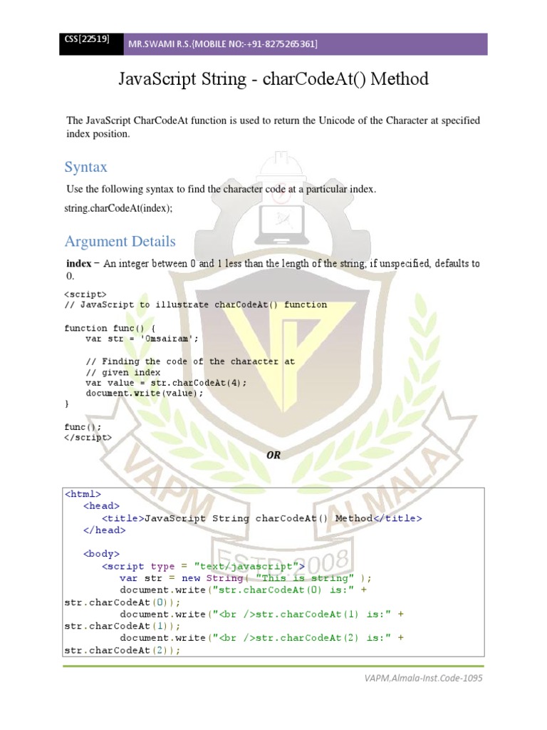 CharCodeAt - fromCharCode and BgColor | PDF | String (Computer Science ... CharCodeAt - fromCharCode and BgColor | PDF | String (Computer Science ...