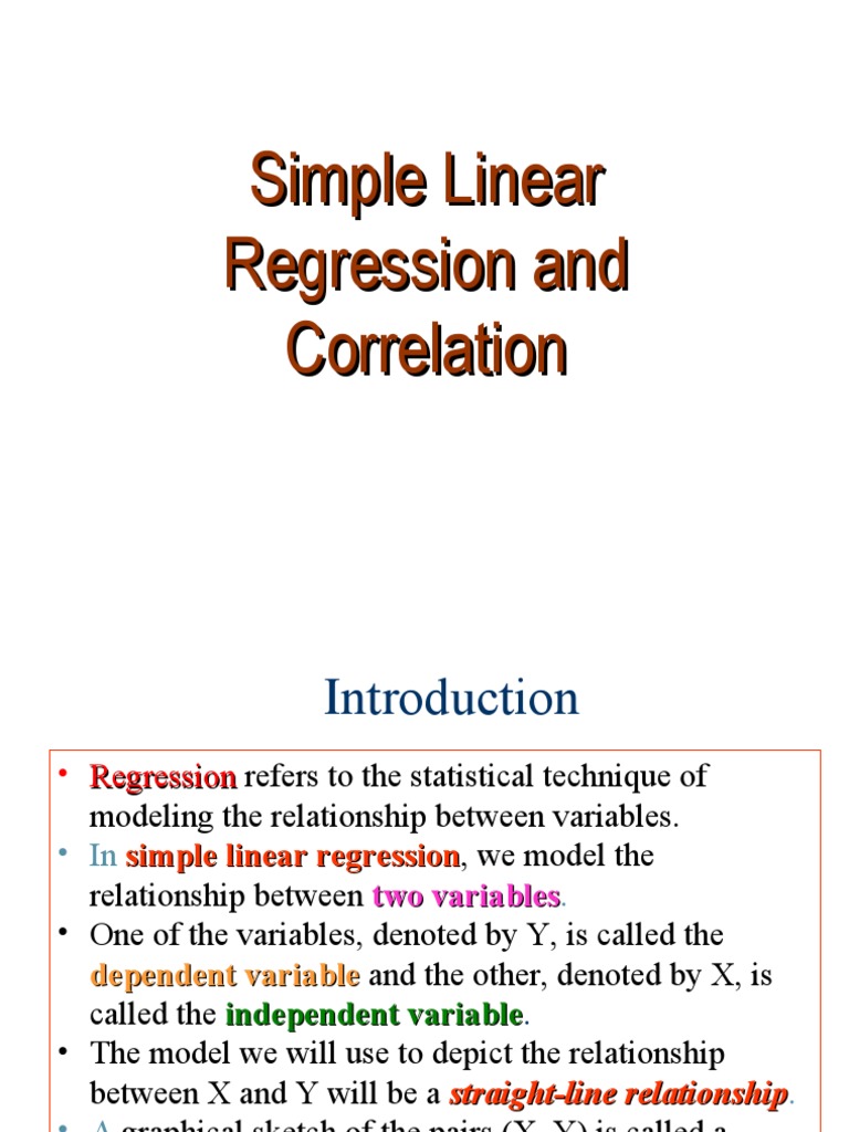 Simple Linear Regression and Correlation | PDF | Regression Analysis ...