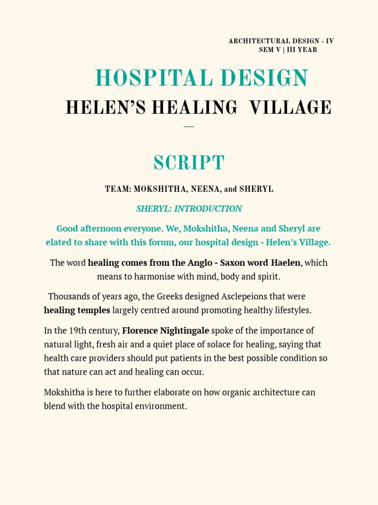 Hospital Script - Verbatim - Team Mikshi, Neena, Sheryl | PDF | Hospital | Health Care