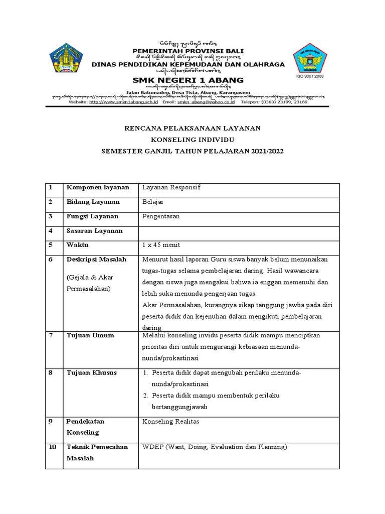 RPL Konseling Individu | PDF