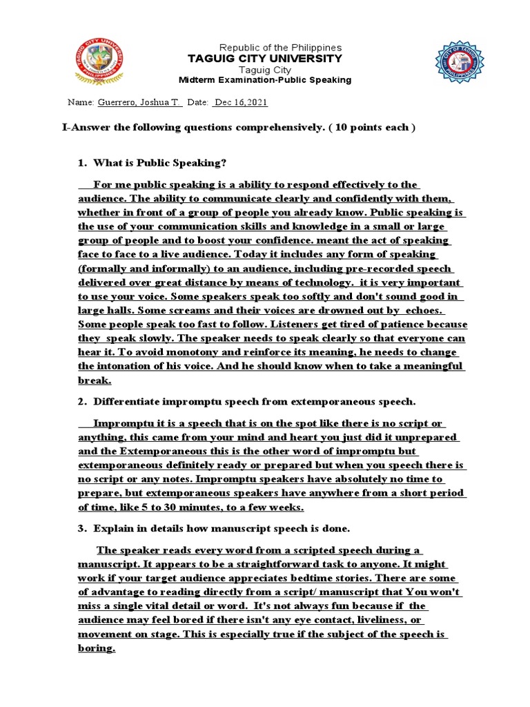 Republic of The Philippines Taguig City: Midterm Examination-Public ...