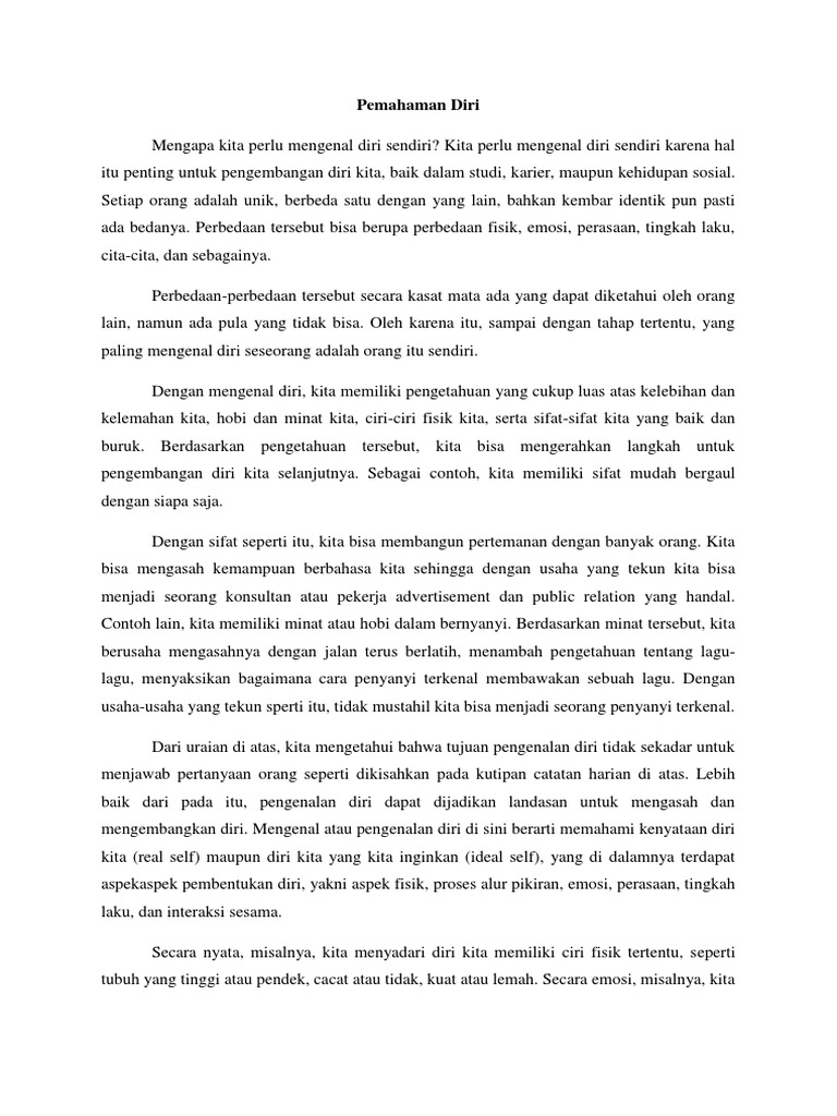 Pemahaman Diri | PDF | Pengembangan Diri