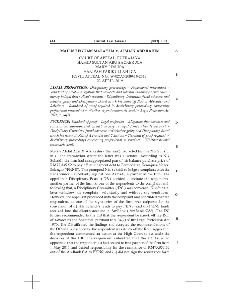 614 (2019) 8 CLJ Current Law Journal | PDF | Burden Of Proof (Law ...