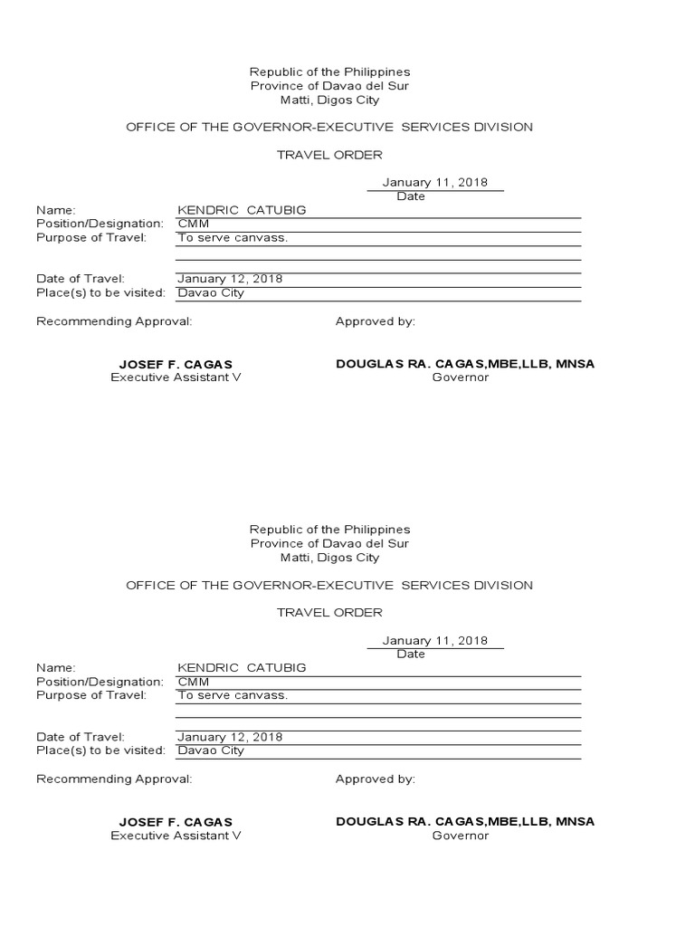 Gov Travel Orders | PDF