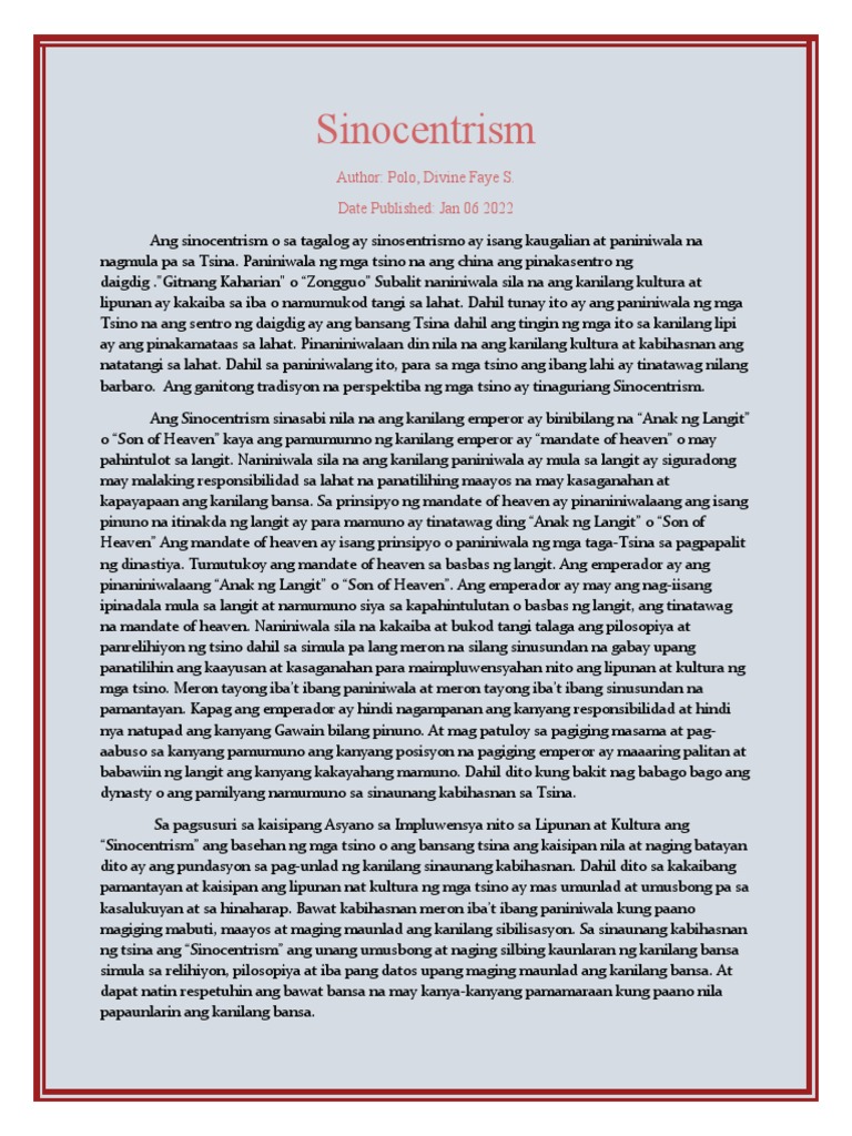 Sinocentrism | PDF