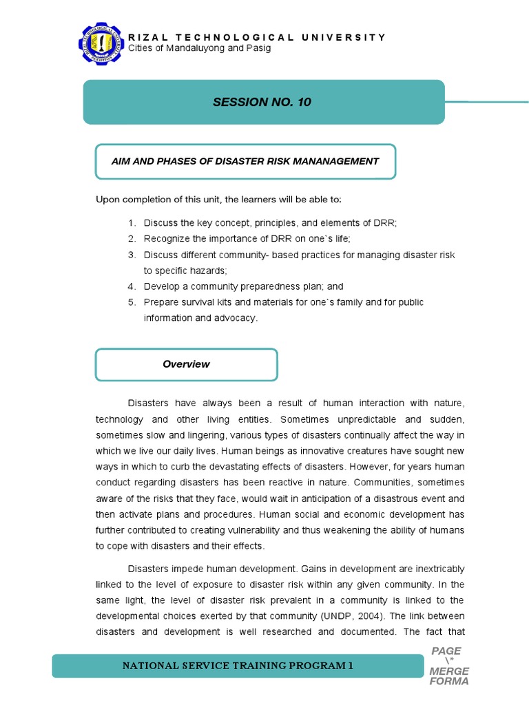 Concept of DRR and DRRM Module | PDF | Disaster Risk Reduction ...
