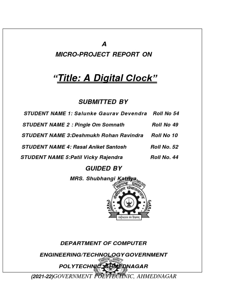 Digital Clock Micro-Project Report | PDF | Clock | Time