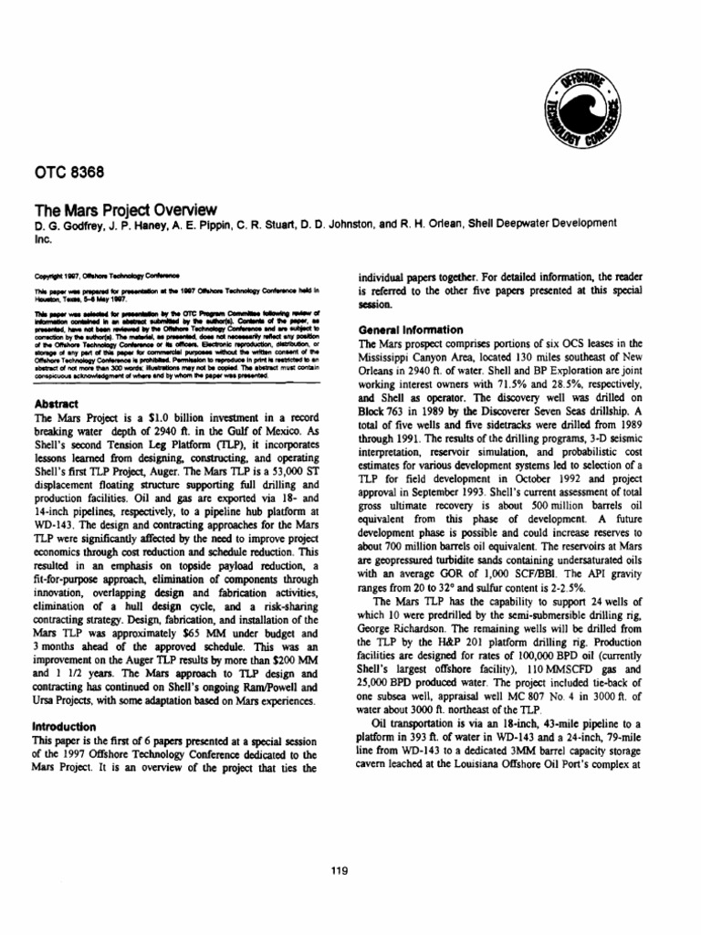 The Mars Project Overview | Download Free PDF | Oil Well | Drilling Rig