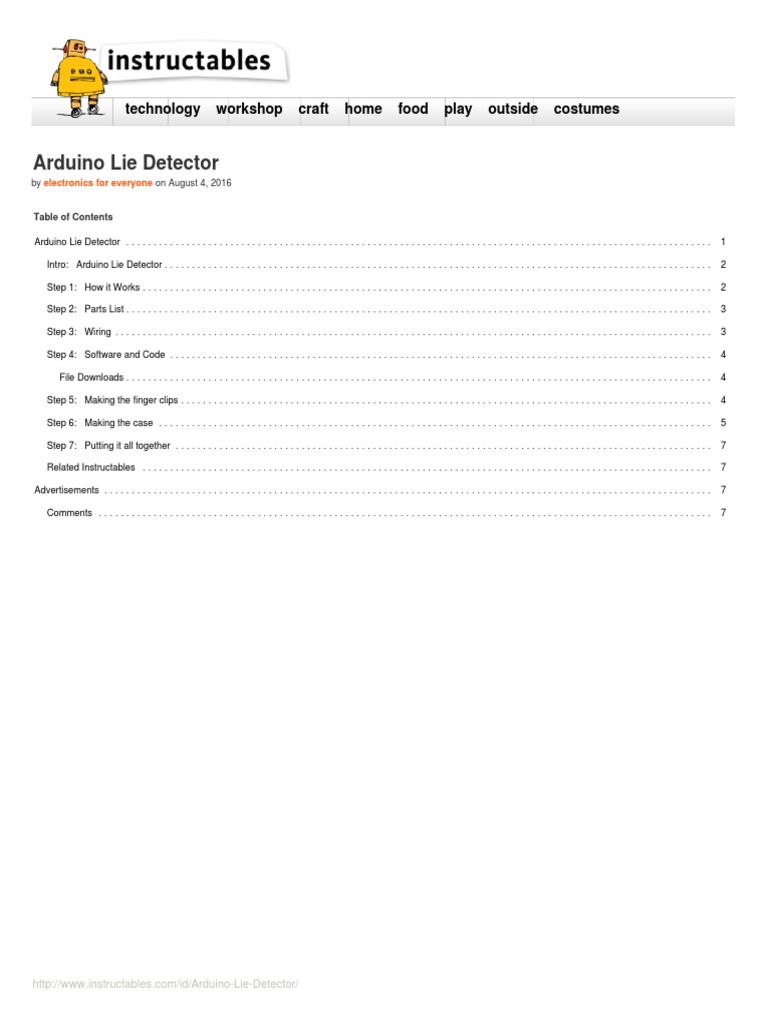 Arduino Lie Detector | PDF | Arduino | Electrical Engineering