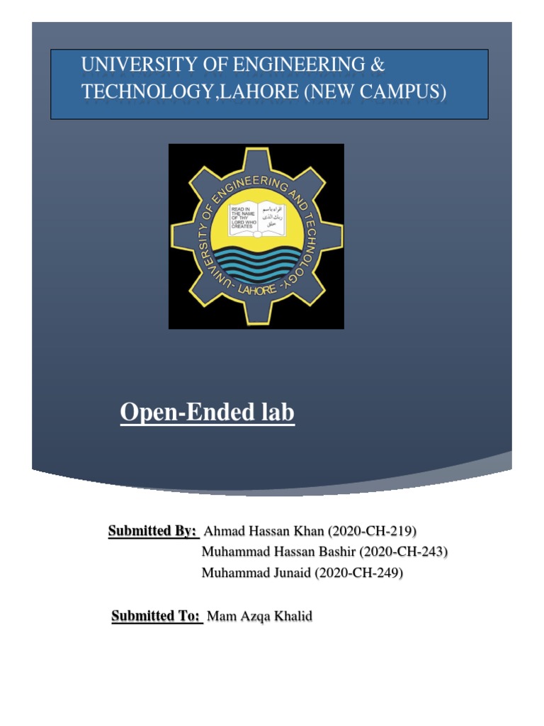 Open-Ended Lab: University of Engineering & Technology, Lahore (New ...