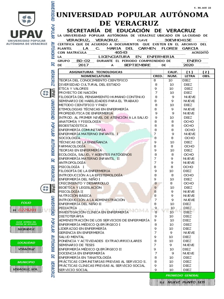 Certificado Upav Lic. Enfermeria Frente | PDF | Enfermería | Cuidado de la salud