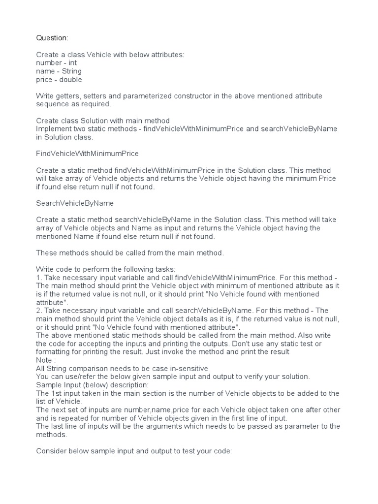 Java Session-Vehicle | PDF | Method (Computer Programming) | Class ...