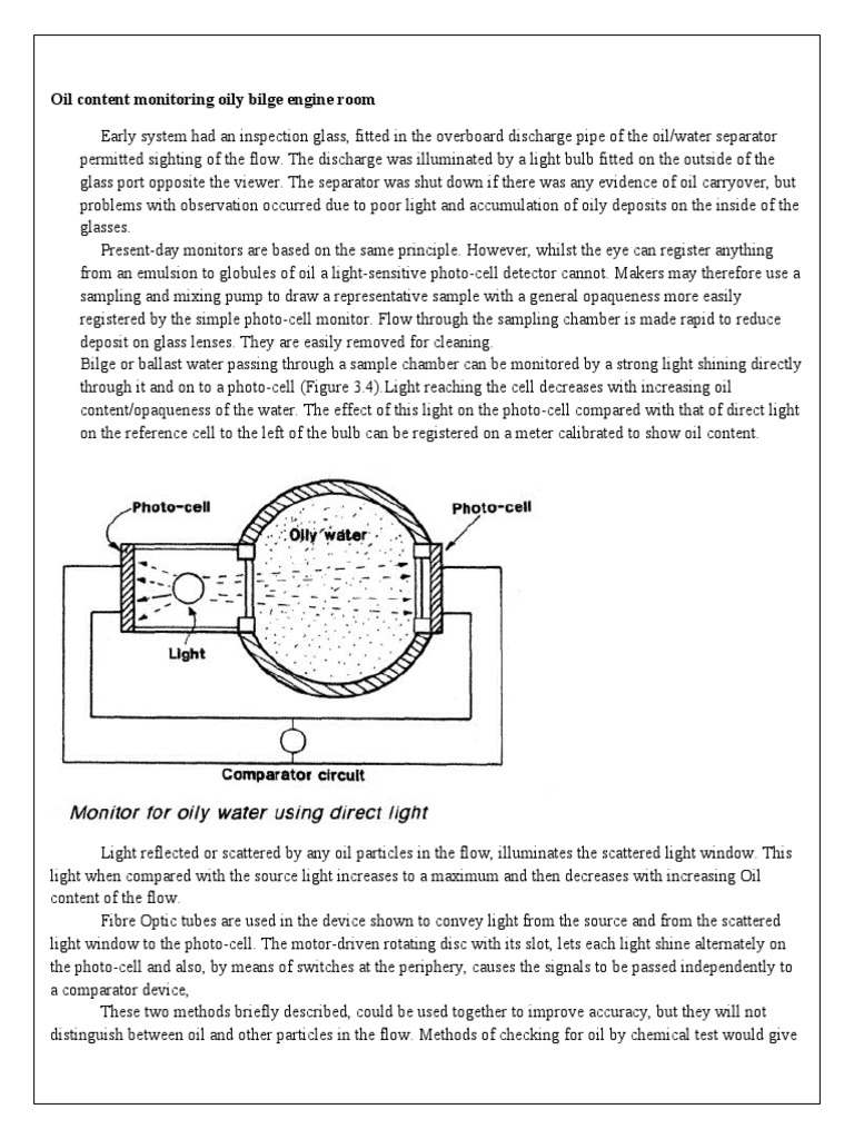 Oil Content Monitoring Oily Bilge Engine Room | PDF
