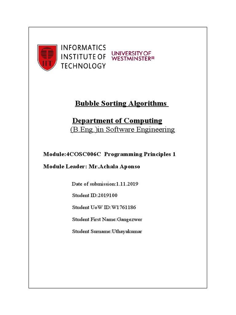 Bubble Sorting Algorithms | PDF | Information Age | Computer Science