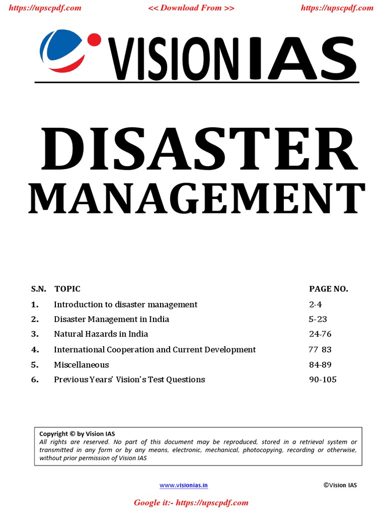 Vision 2021 Disaster Management Pdf Hazards Emergency Management