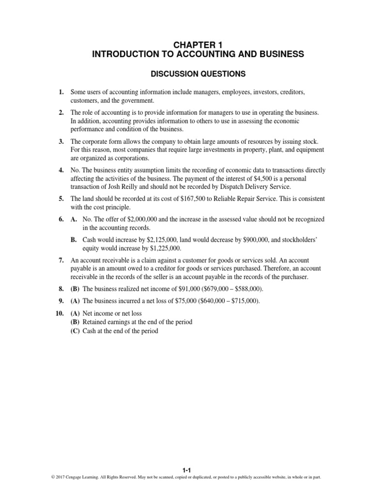 Introduction To Accounting and Business: Discussion Questions | PDF ...