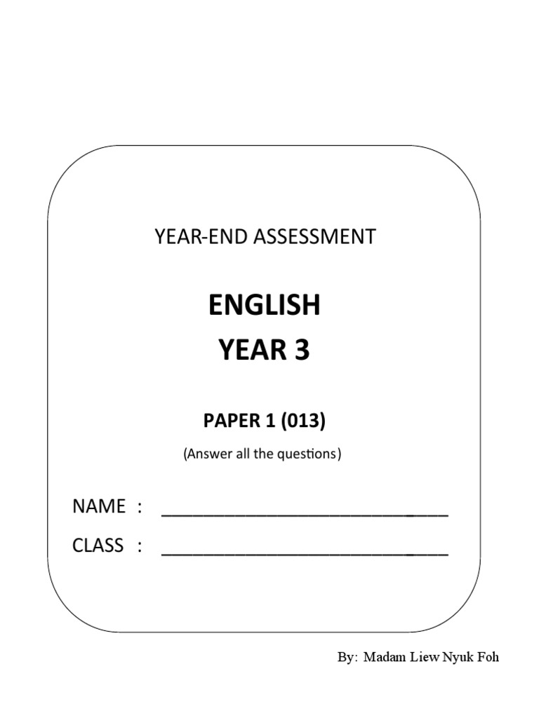 Year 3 English Assessment Paper | PDF
