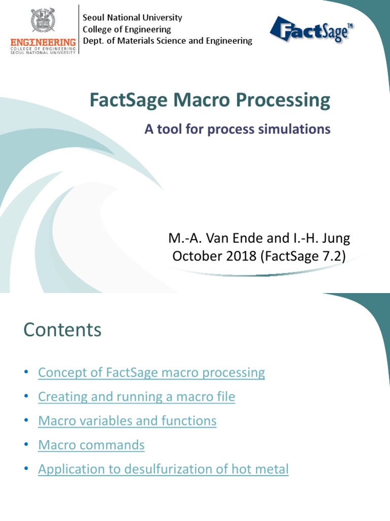 Factsage Macro Processing: A Tool For Process Simulations | PDF ...