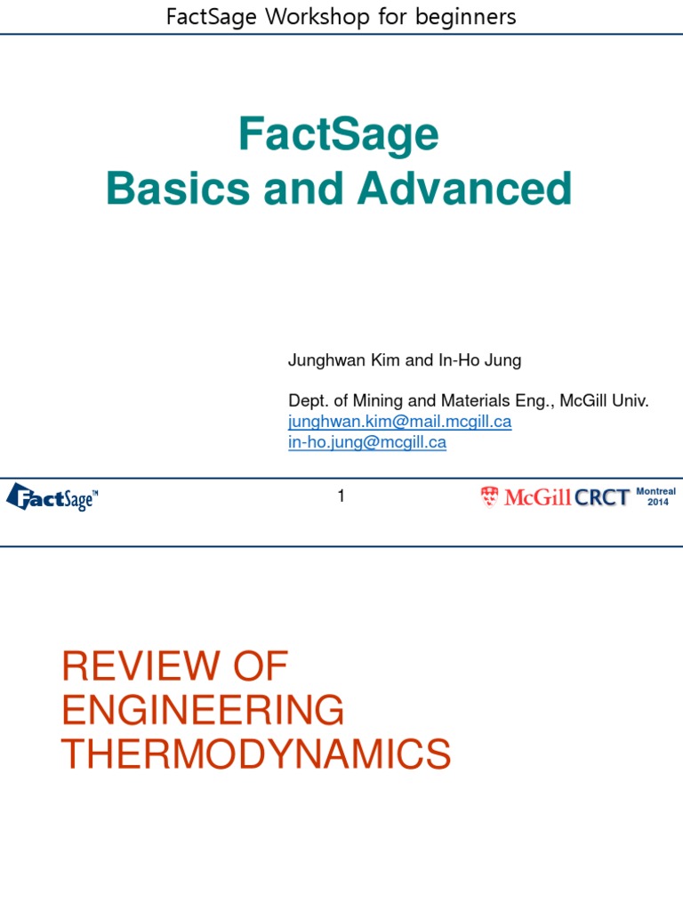 FactSage Workshop: Thermodynamics Basics | PDF | Chemical Reactions ...