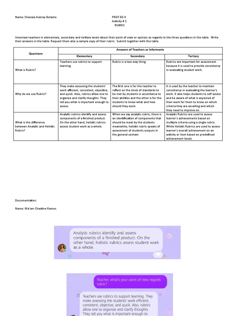 Activity 1 Rubric | PDF | Rubric (Academic) | Educational Assessment