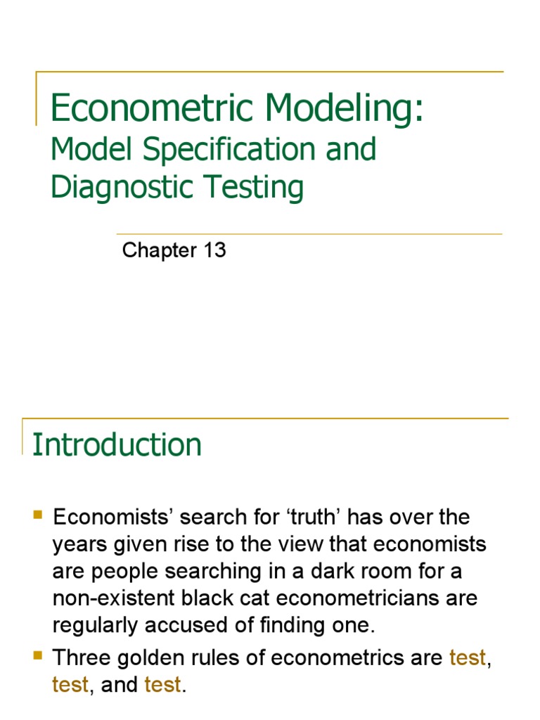 Econometric Modeling Model Specification And Diagnostic Testing Pdf