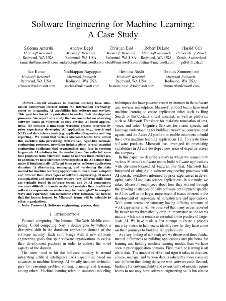 Software Engineering For Machine Learning: A Case Study | PDF | Machine ...