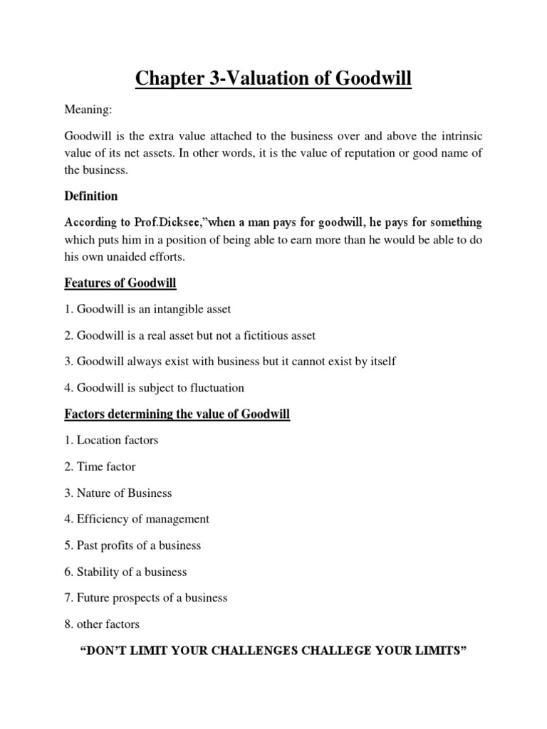 Chapter 3-Valuation of Goodwill | PDF | Goodwill (Accounting) | Balance ...