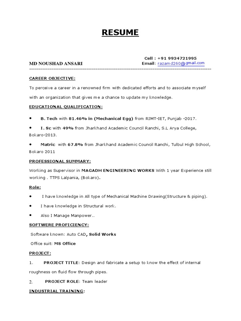 Resume: MD Noushad Ansari | PDF