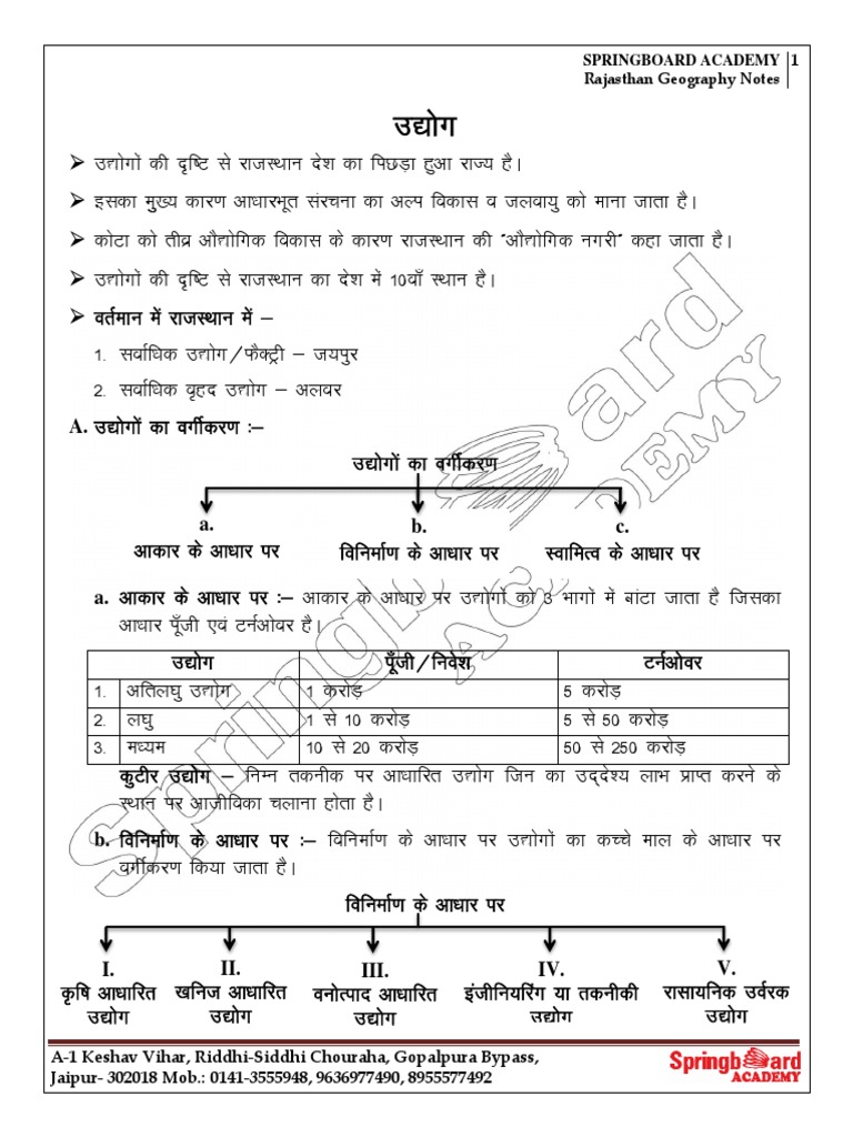 M - KSX: Springboard Academy Rajasthan Geography Notes 1 | PDF | Economies