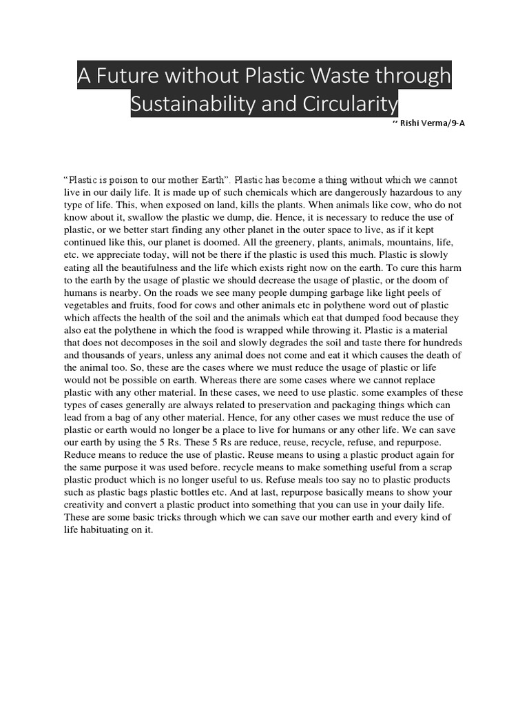 A Future Without Plastic Waste Through Sustainability and Circularity ...