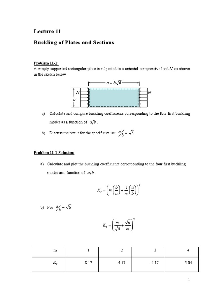 Buckling of Plates and Sections: B A N N | PDF | Buckling | Chemistry