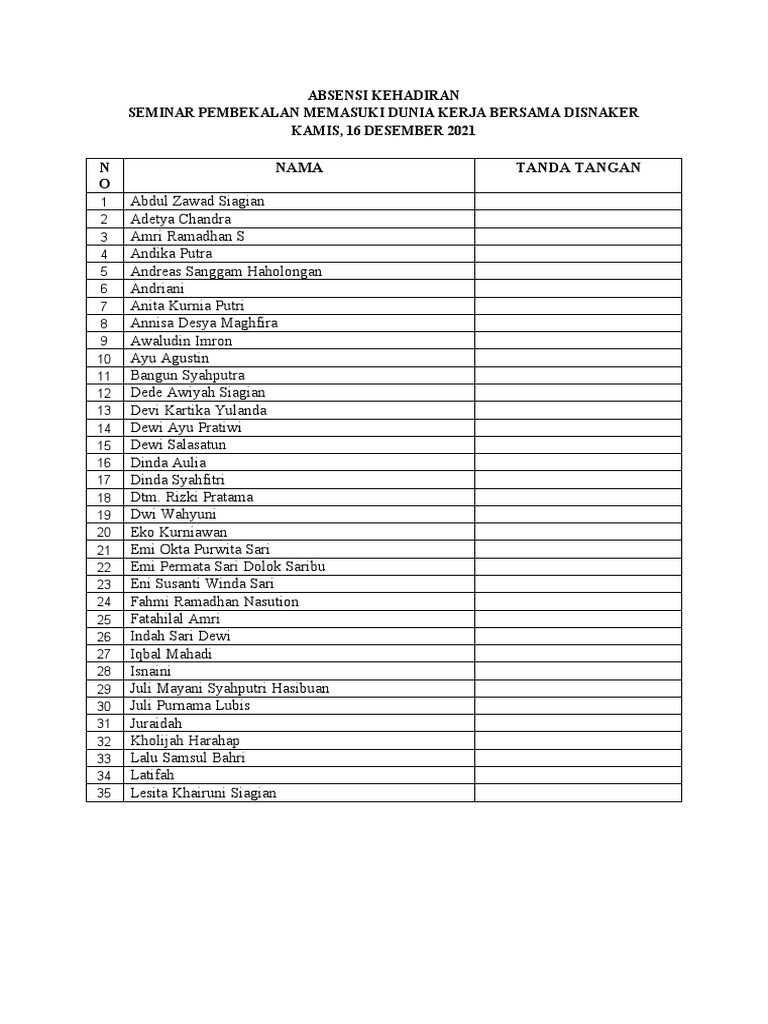 Absensi Kehadiran Seminar | PDF
