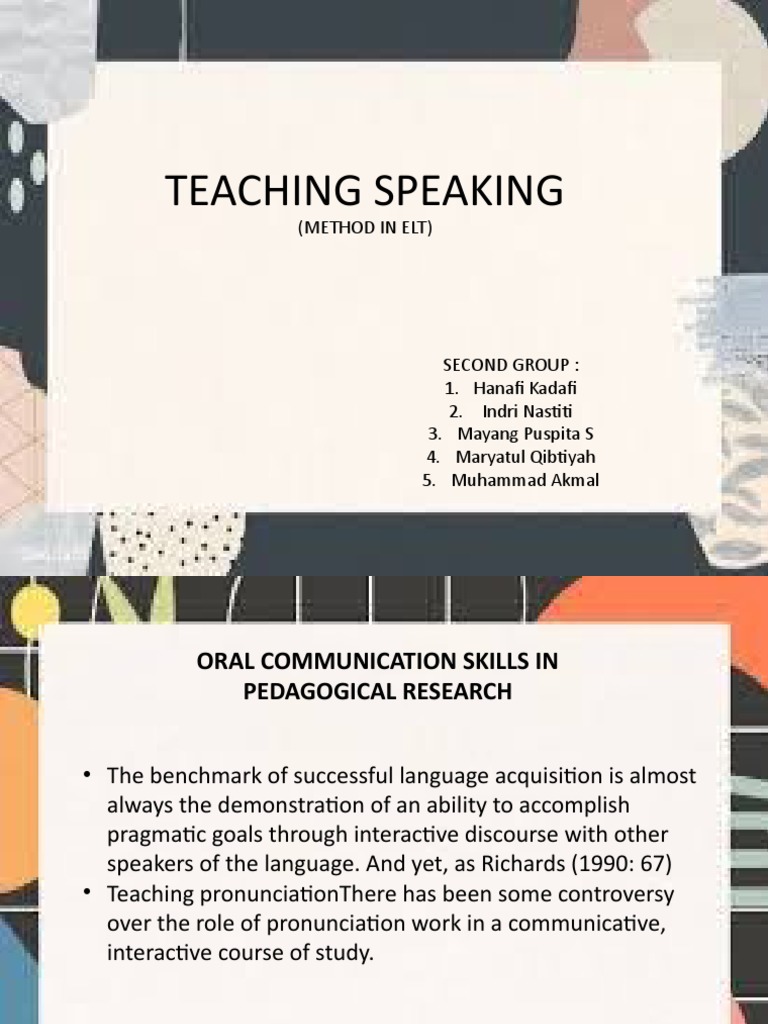 Teaching Speaking: (Method in Elt) | PDF | Speech | Fluency