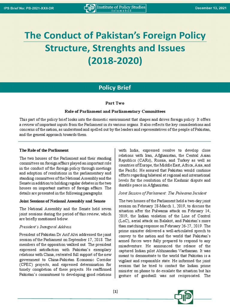 The Conduct of Pakistan's Foreign Policy: Structure, Strength and ...
