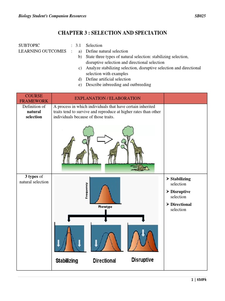 Chapter 3: Selection and Speciation | PDF | Natural Selection | Hybrid ...