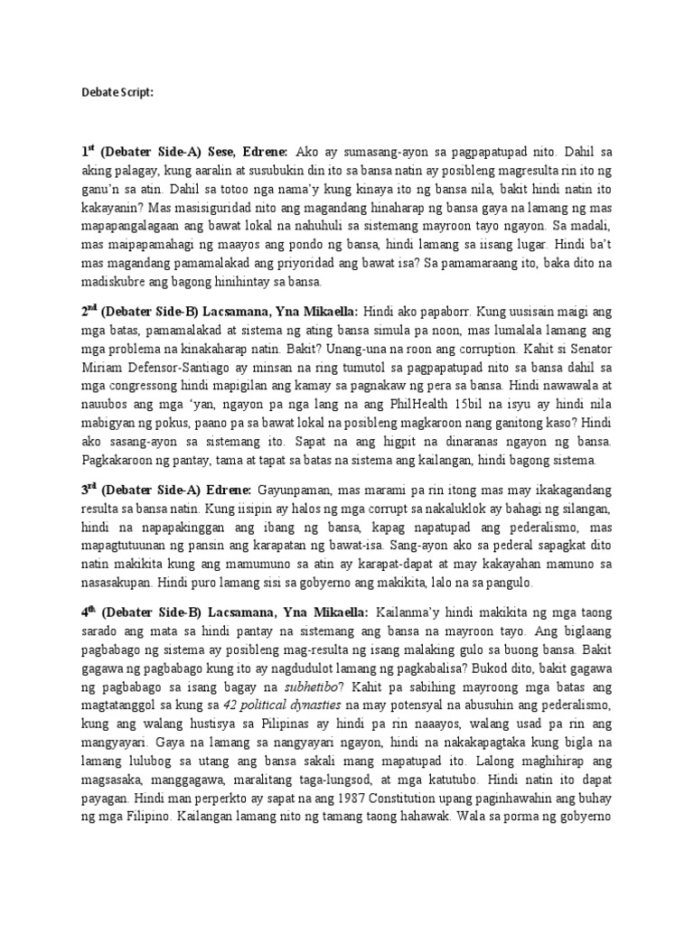 Debate Script | PDF