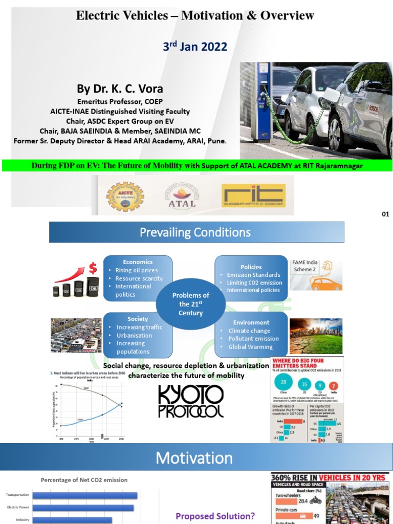Electric Vehicles - Motivation & Overview at RIT by DR Vora 030122 ...