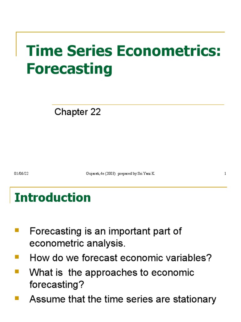 Ch22 Time Series Econometrics - Forecasting | PDF | Autoregressive Integrated Moving Average ...