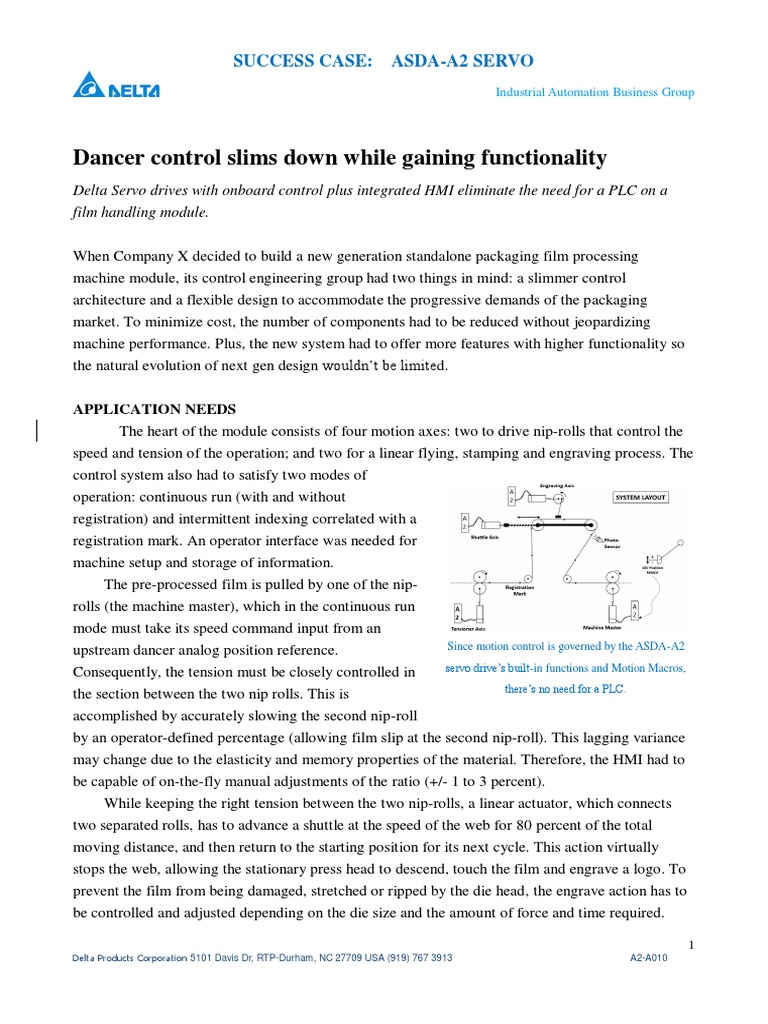 Dancer Control Slims Down While Gaining Functionality: Success Case: Asda-A2 Servo | PDF ...