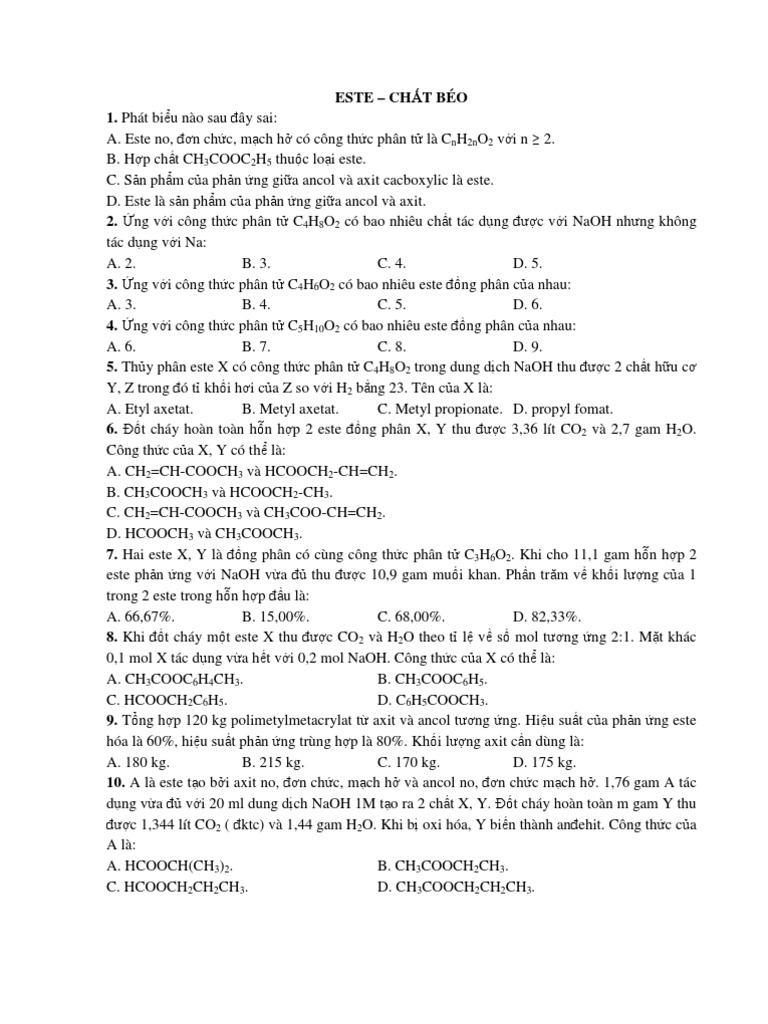 Bai Tap ESTE Chat Beo | PDF