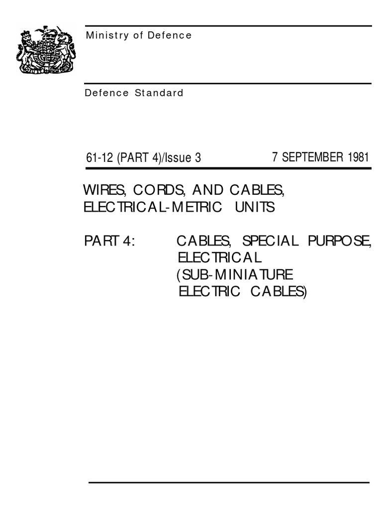 DEF STAN 61-12 Part 4 | PDF | Electrical Wiring | Electrical Conductor